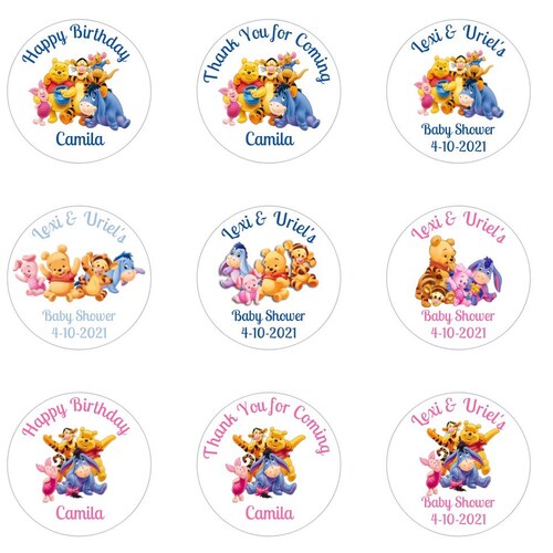 Winnie-the-pooh PRINTED GLOSSY LABELS for Party Favor - Etsy