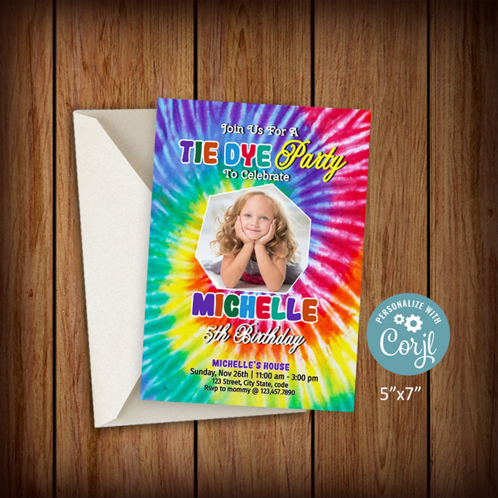 Editable Tie Dye Invitation, Tie Dye Invitation, Tie Dye Invite ...