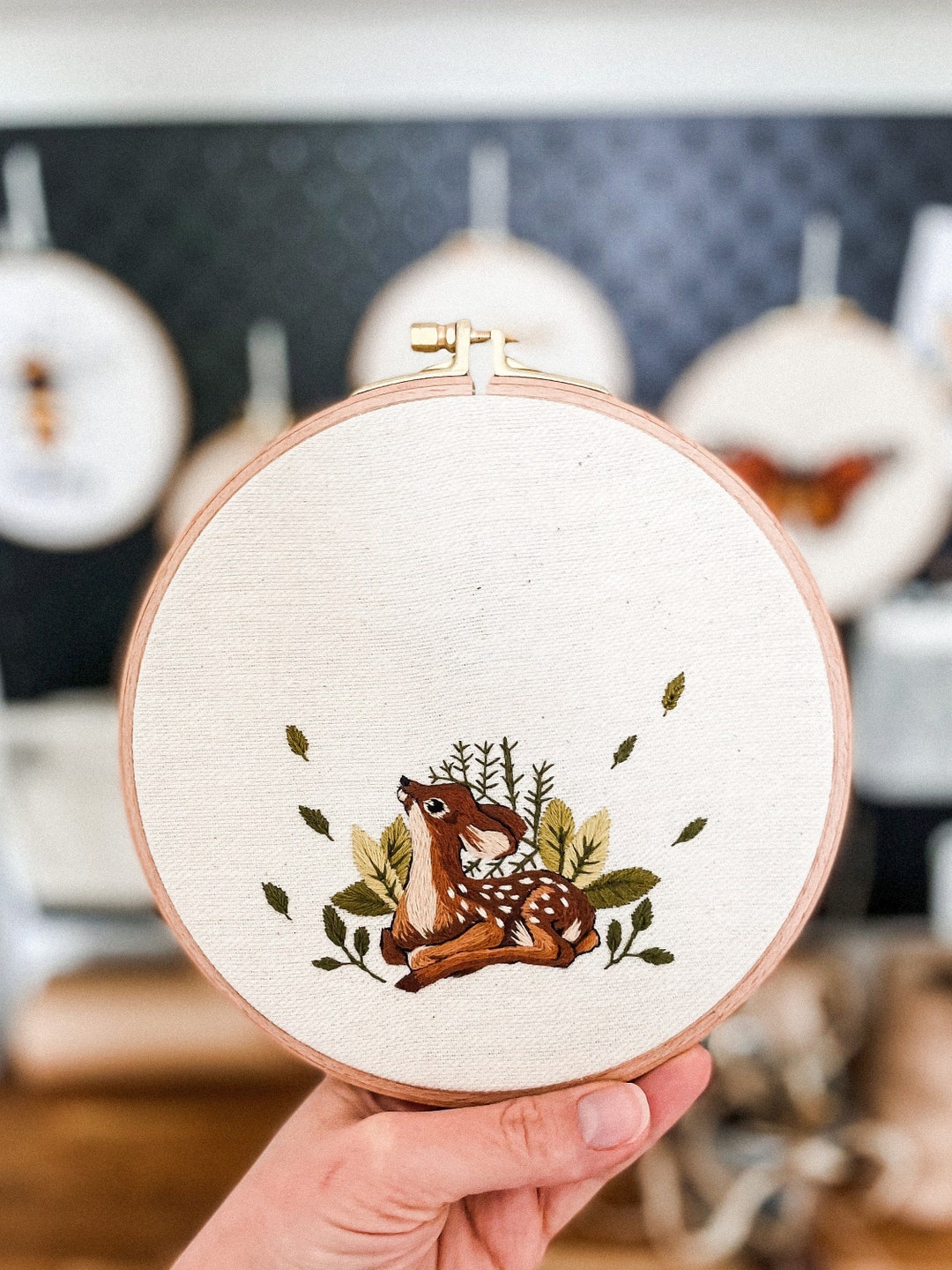 Baby Deer Embroidery Hoop With a Name - for Personalization | Thread ...