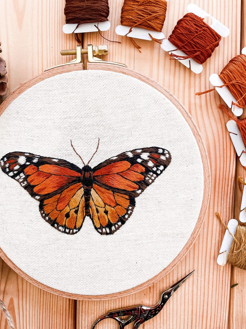 Monarch Butterfly Embroidery Hoop | Thread Painting | Embroidery Art ...