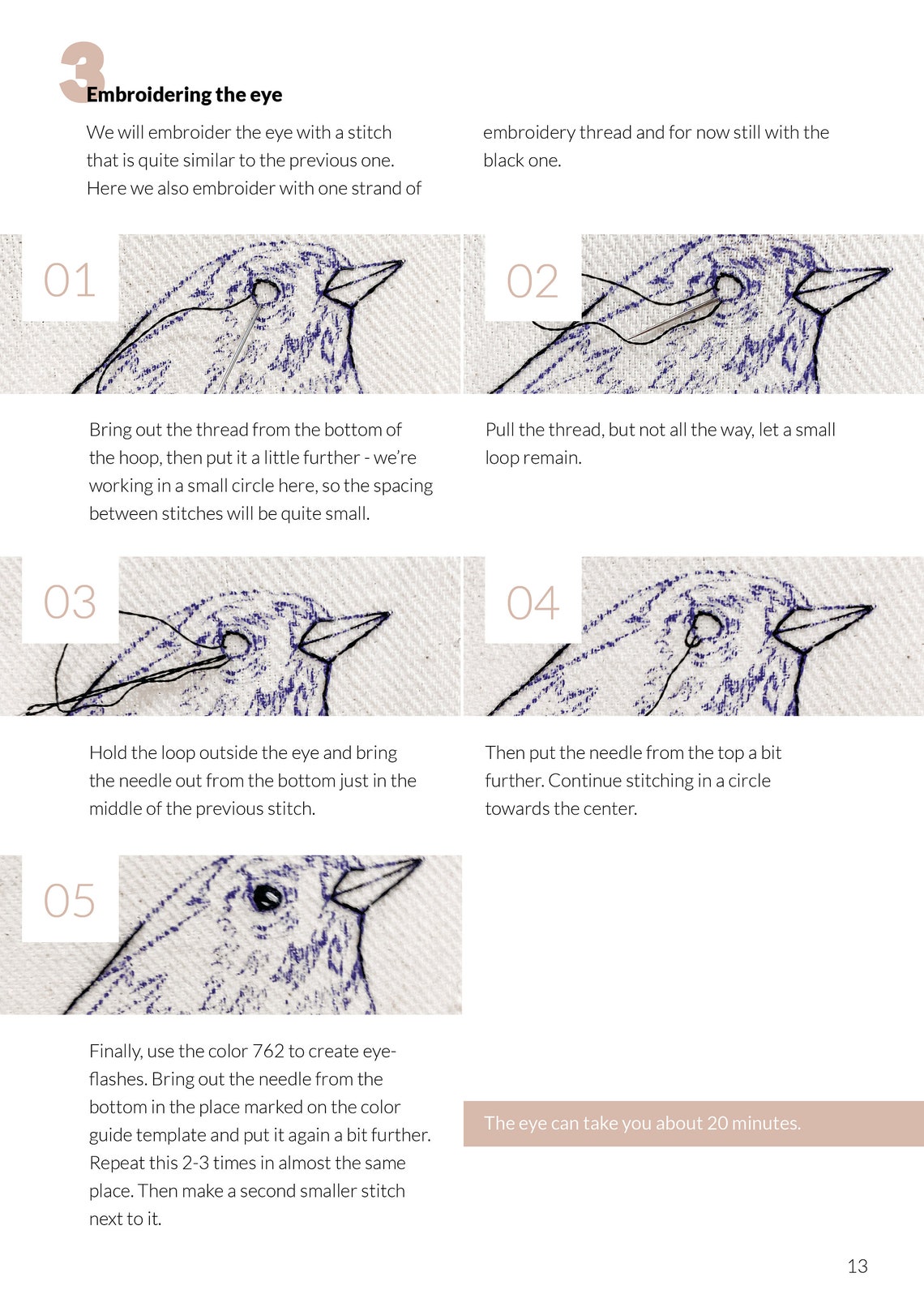 PDF Embroidery Pattern ROBIN | Modern Embroidery, Hand Embroidery ...