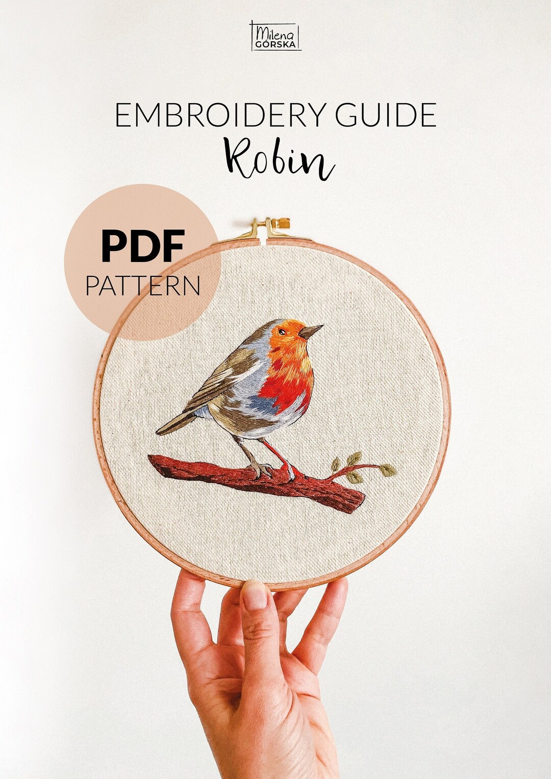 PDF Embroidery Pattern ROBIN | Modern Embroidery, Hand Embroidery ...