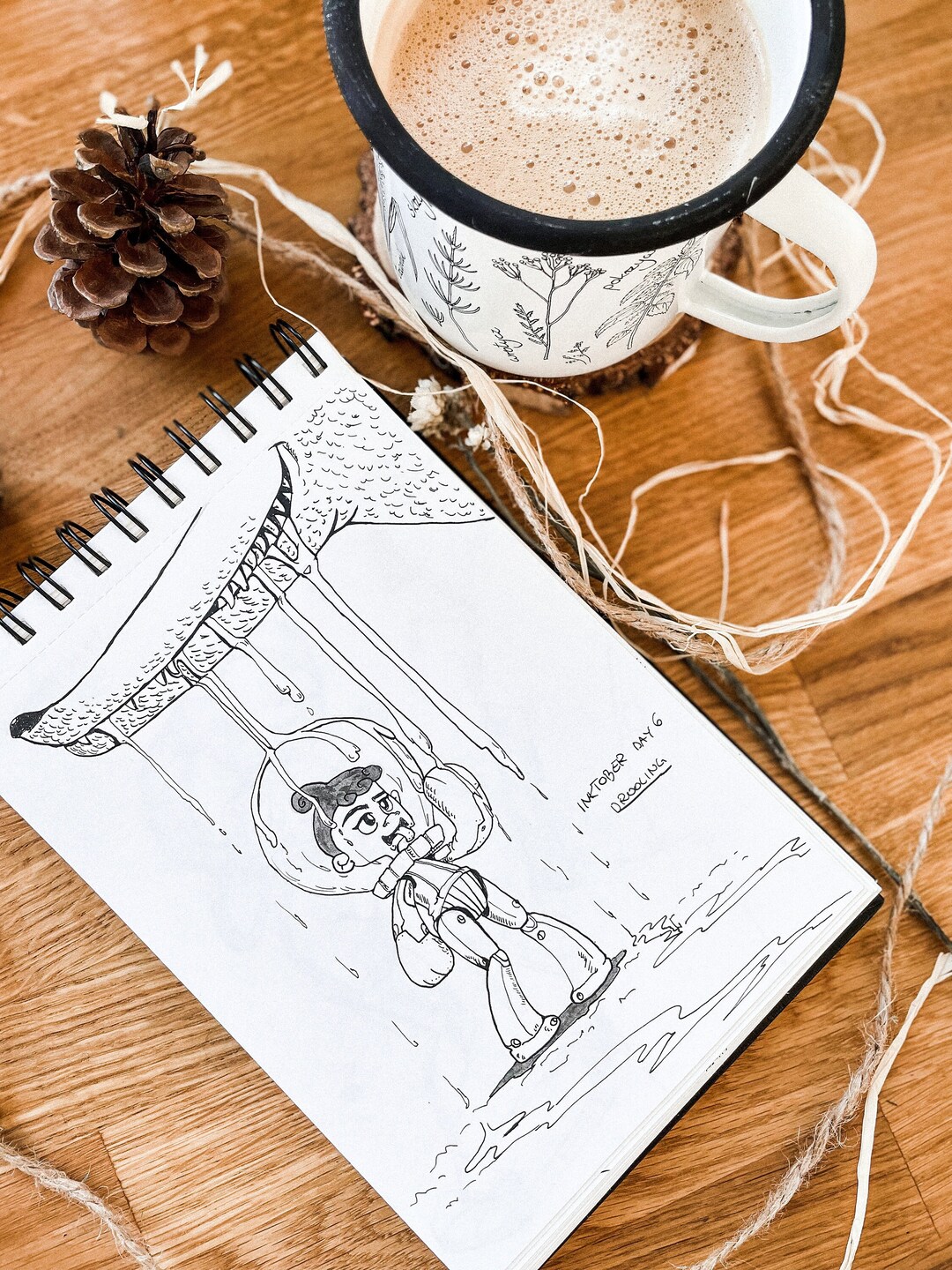 INKTOBER 2019 Original Ink Illustration Drooling | Wall Art Decor, Home ...