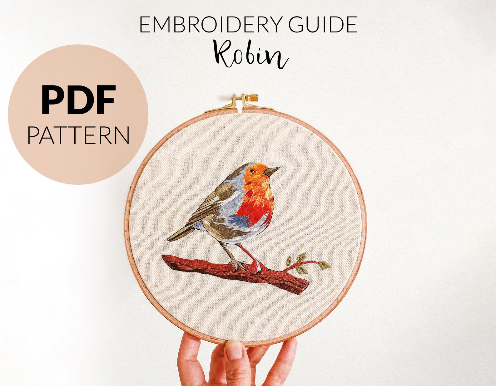 PDF Embroidery Pattern ROBIN | Modern Embroidery, Hand Embroidery ...