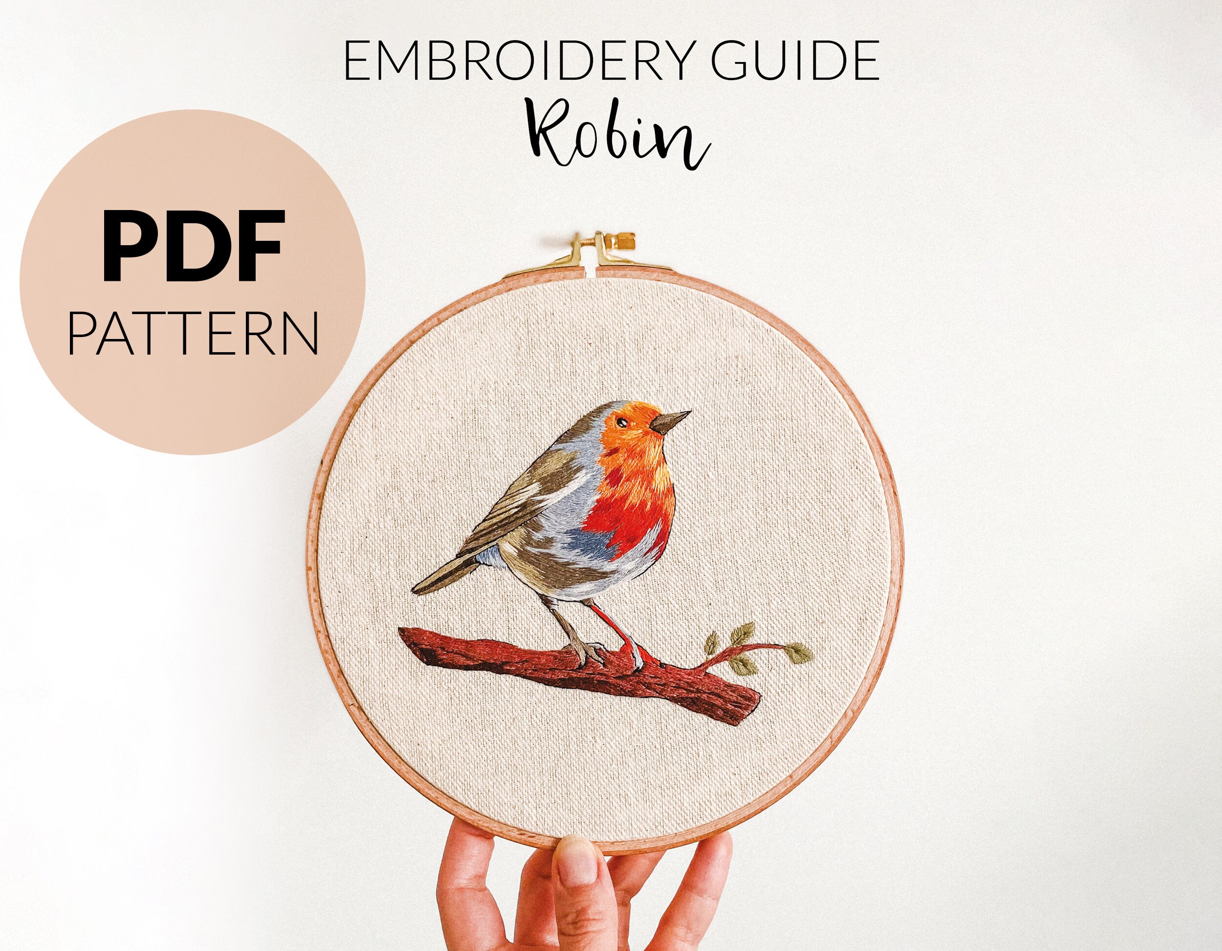 PDF Embroidery Pattern ROBIN | Modern Embroidery, Hand Embroidery ...