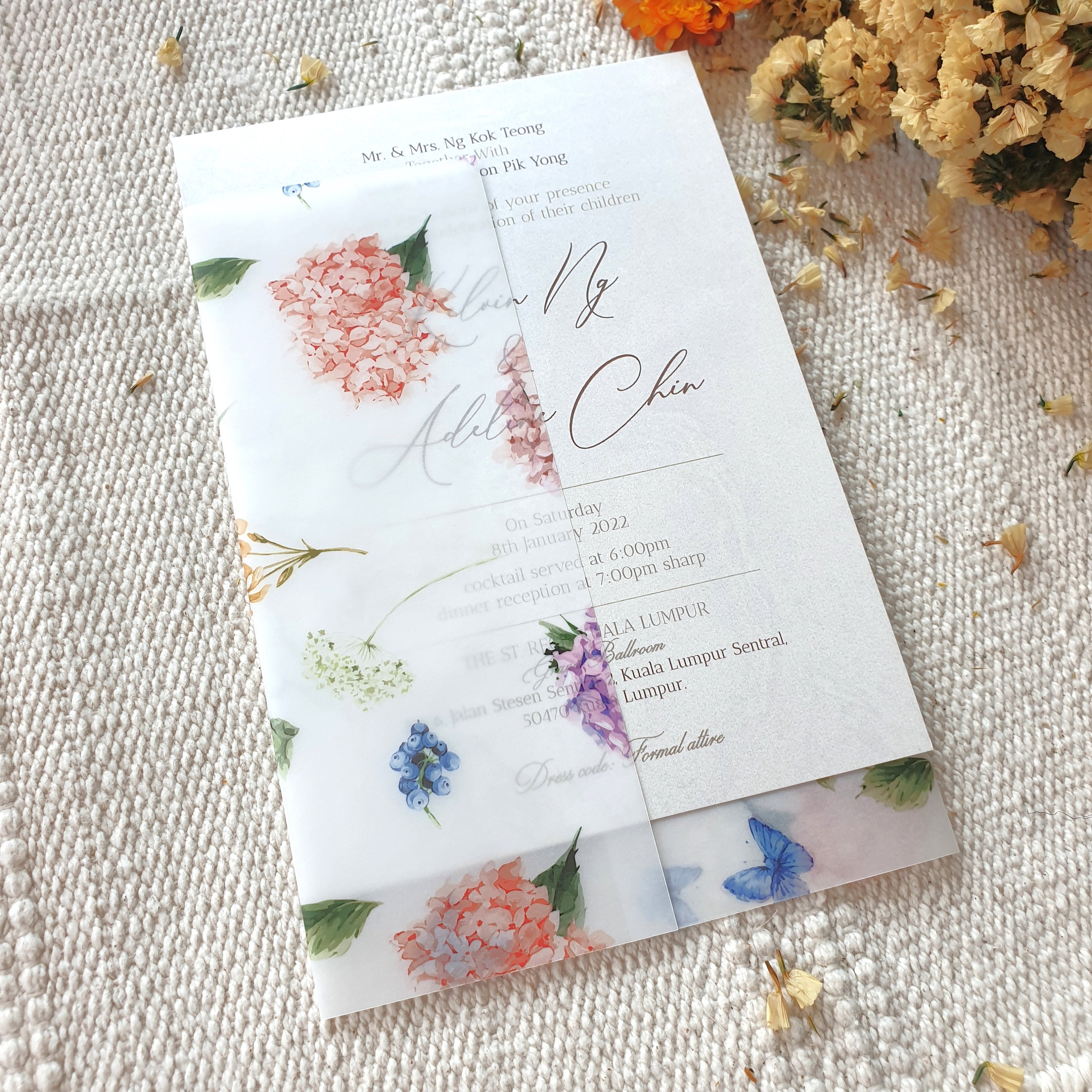 Hydrangea Vellum Jacket Pre-folded Floral Vellum Wrap for 5x7 | Etsy