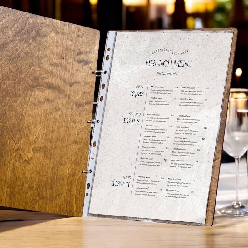 Personalized Wooden Menu Holder, Menu Cover, Wooden Menu, Menu Folder ...