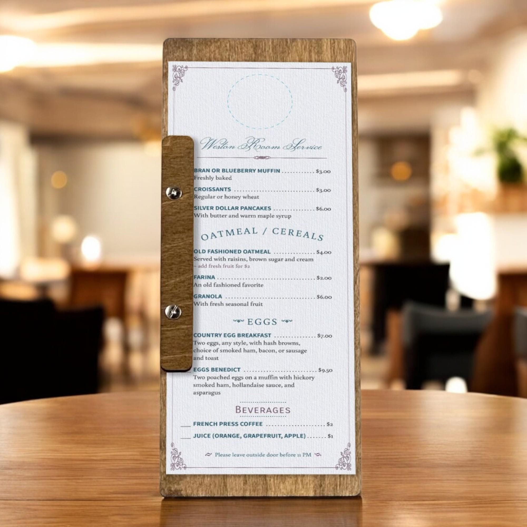 Restaurant Menu Cover, Wood Menu Holder, Custom Wooden Menu Board, Cafe ...