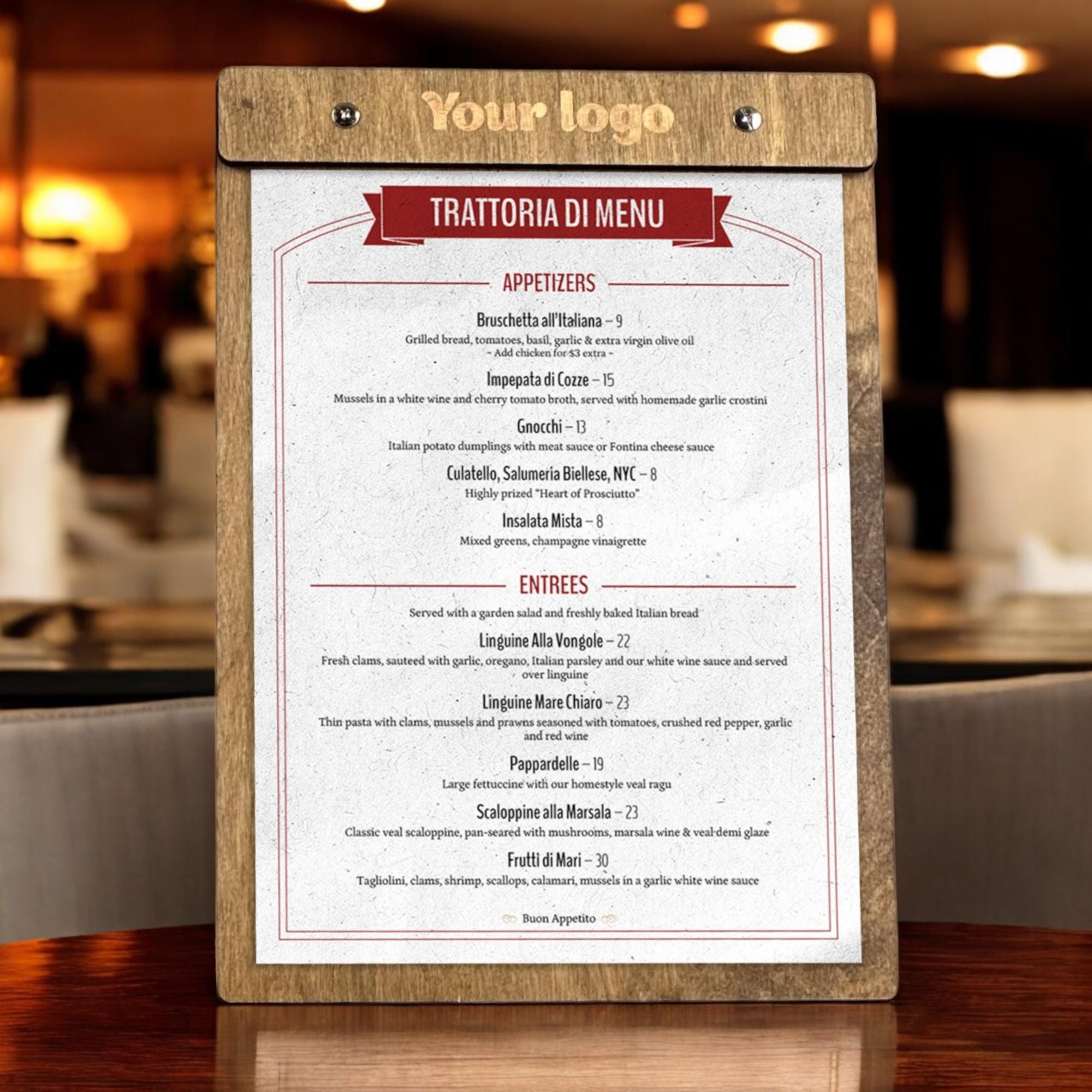 Restaurant Menu Cover, Wood Menu Holder, Custom Wooden Menu Board, Cafe ...
