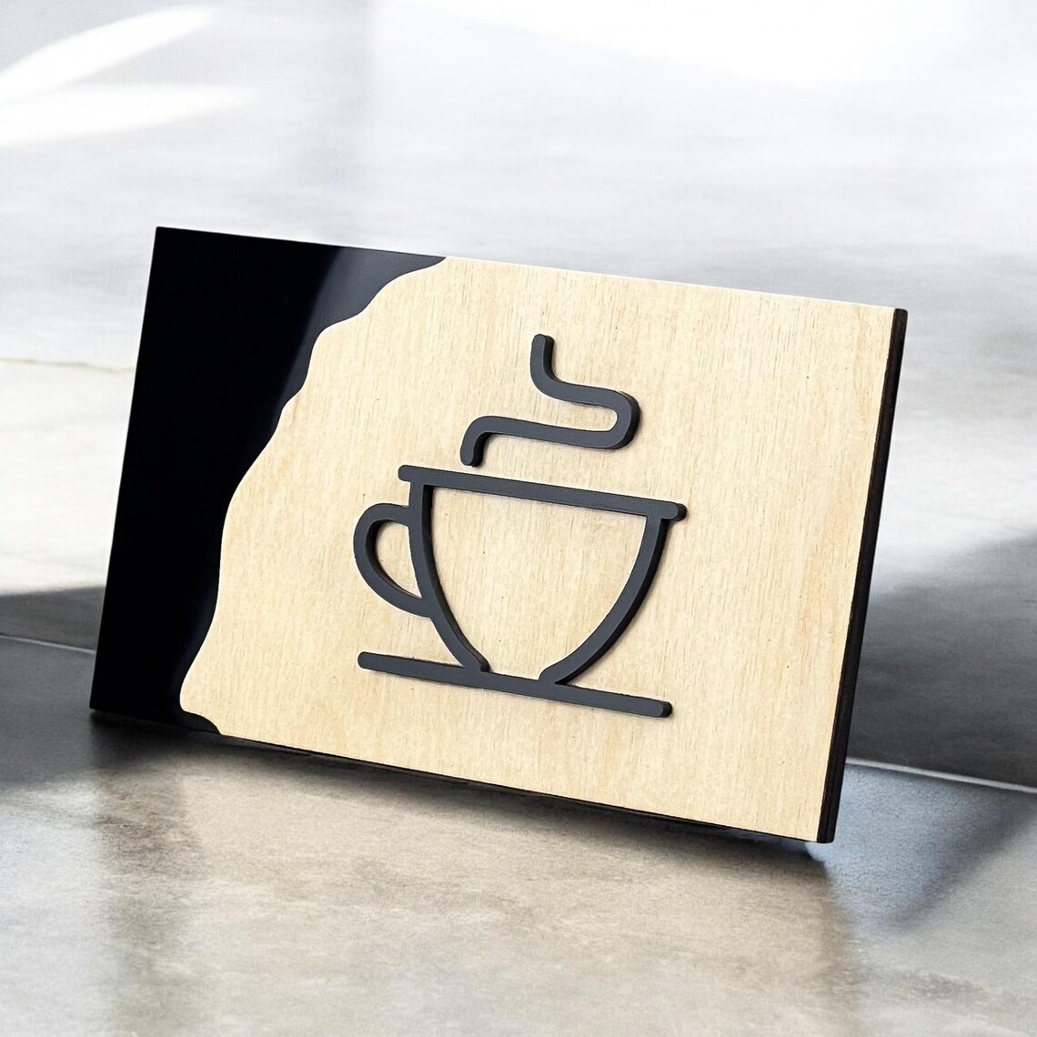 Modern Wooden and Acrylic Sign for Coffee Zones - Etsy