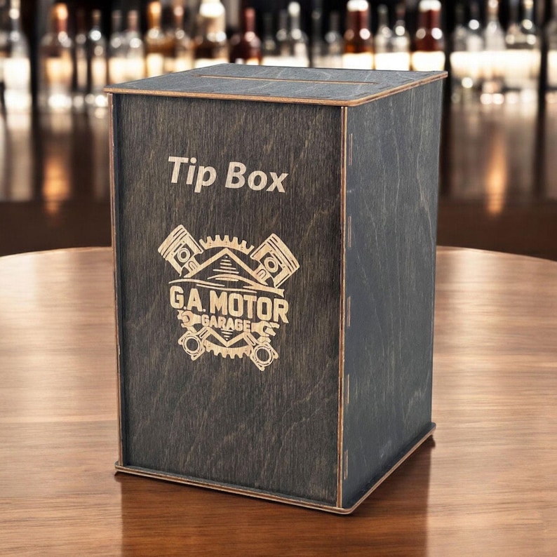 Premium Wooden Tip Box – Custom Money, Donation, and Tip Collection ...
