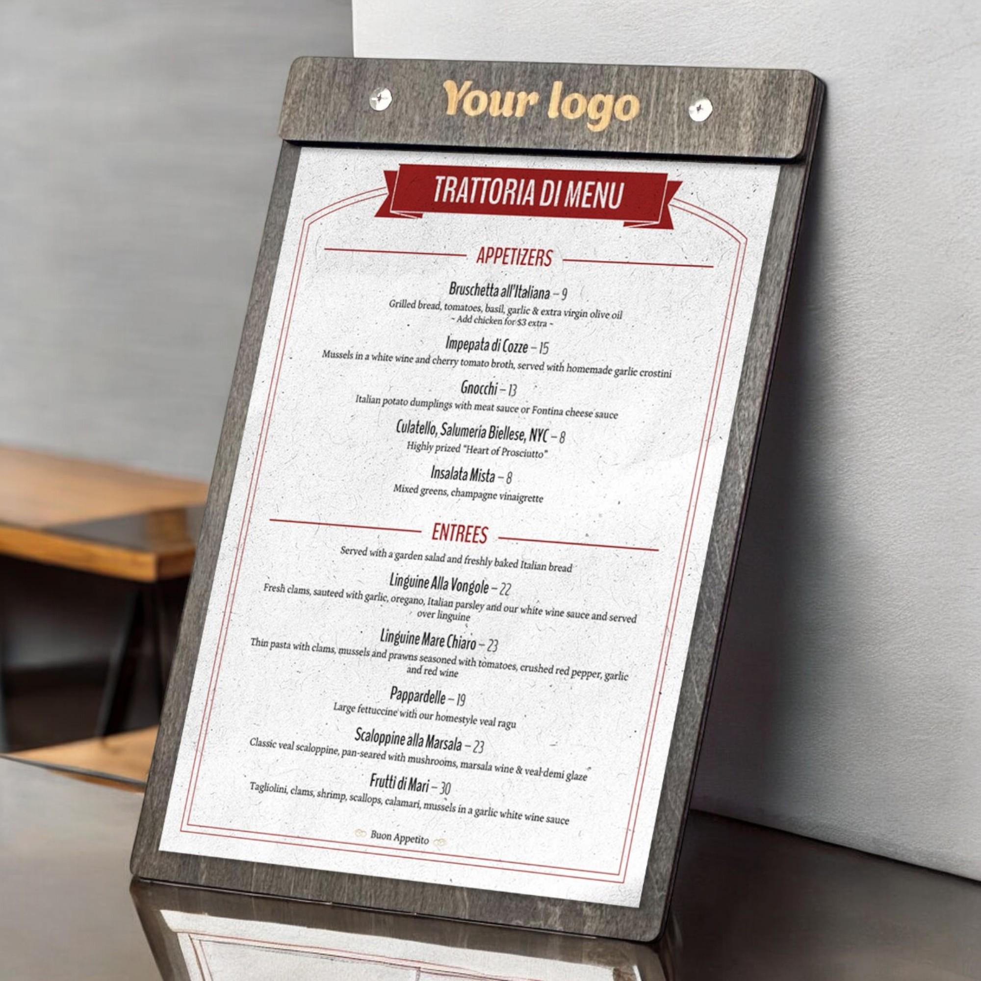 Restaurant Menu Cover, Wood Menu Holder, Custom Wooden Menu Board, Cafe ...