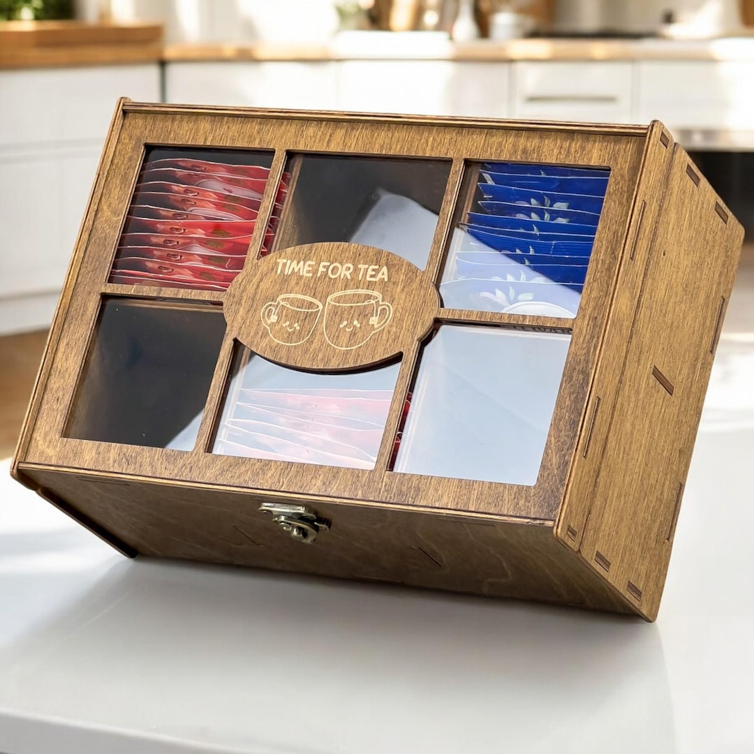 Tea Box, Tea Drawer Holder, Tea Bag Storage Box, Wooden Tea Bag Box ...