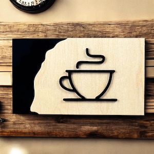 Modern Wooden and Acrylic Sign for Coffee Zones - Etsy