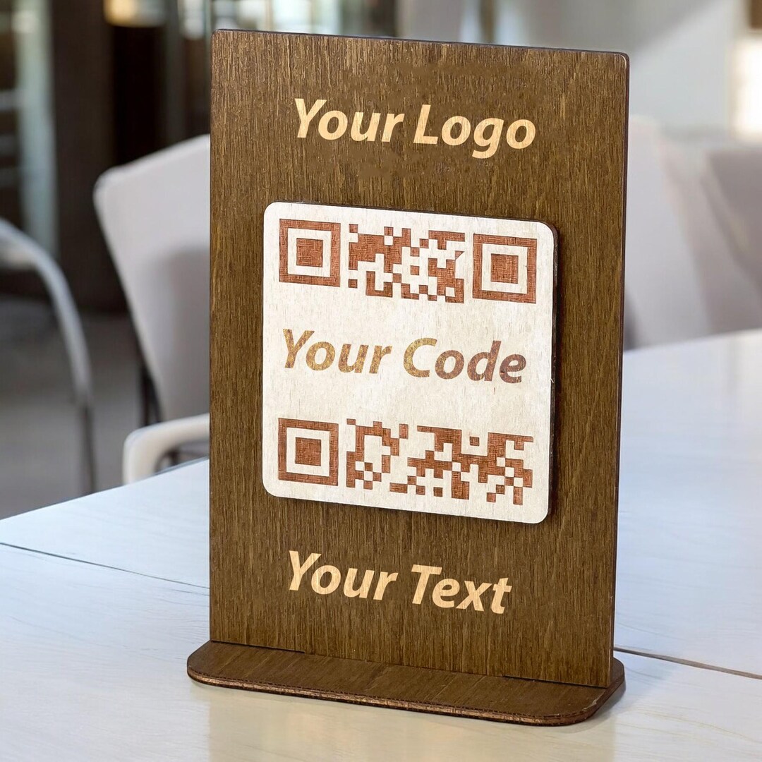 Custom QR Code Sign, QR Code Display Sign Wood, Let’s Get Social ...