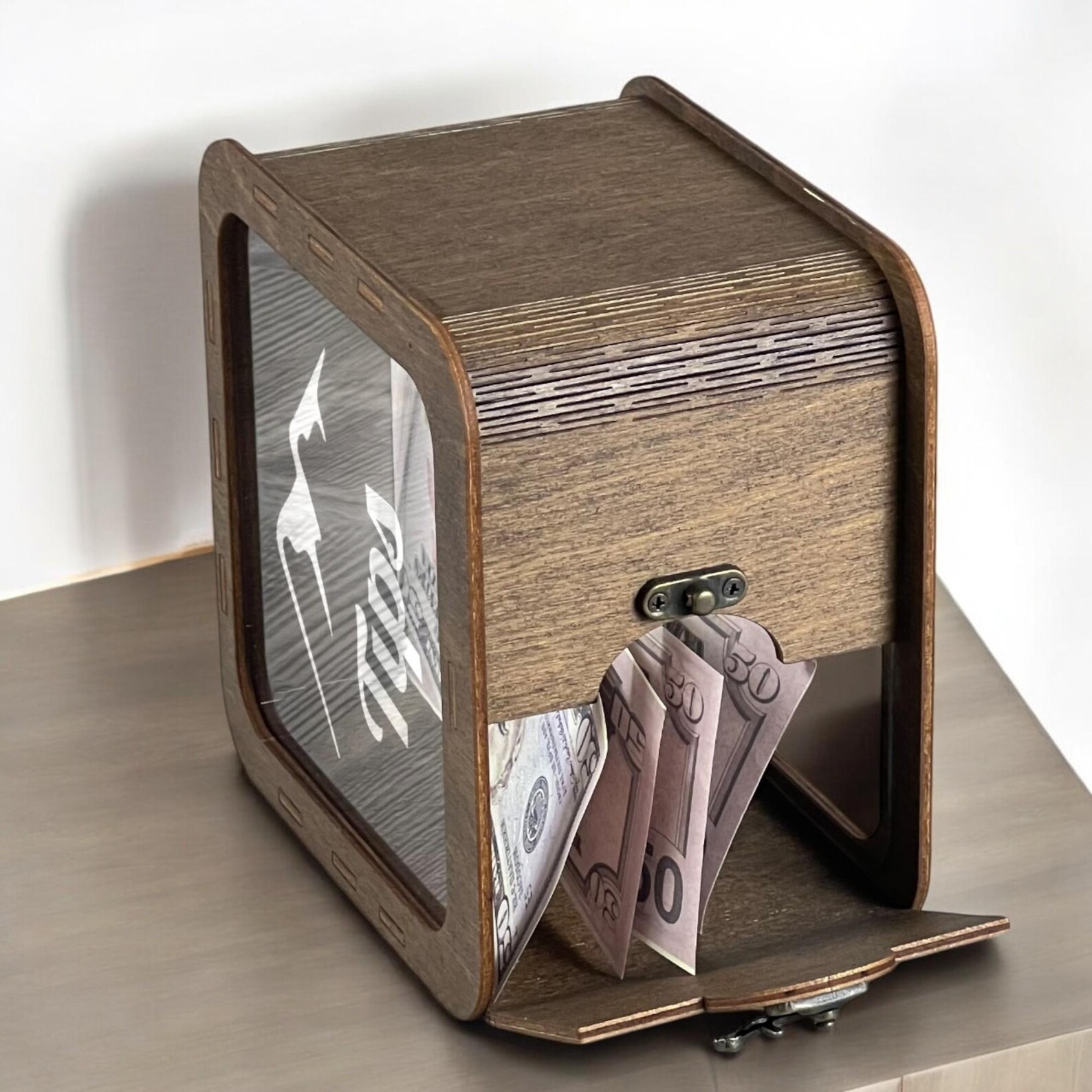 Elegant Wooden Tip Box With Transparent Acrylic Panels - Etsy