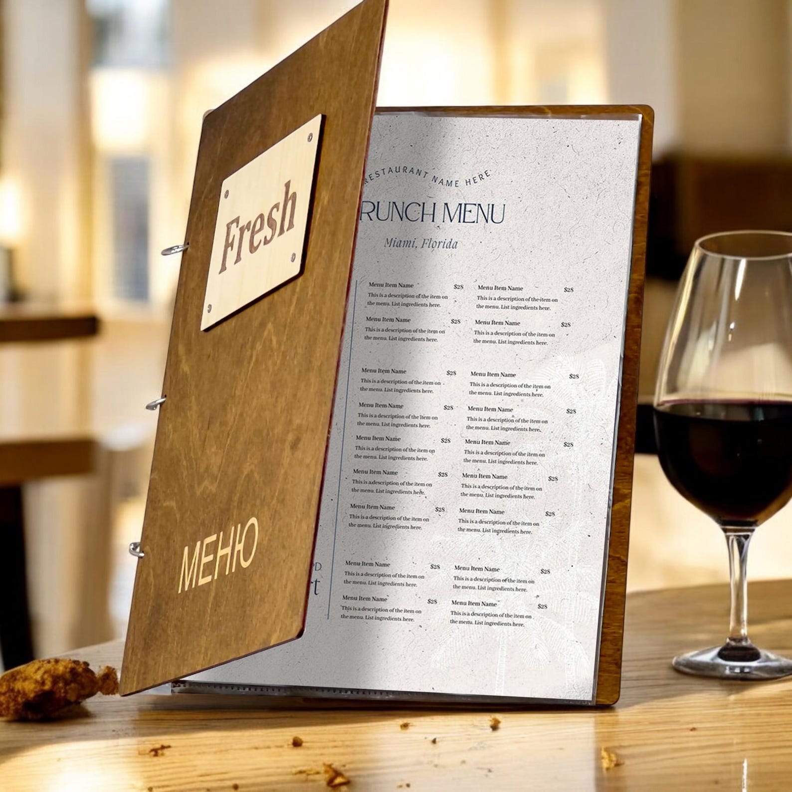 Personalized Wooden Menu Holder, Menu Cover, Wooden Menu, Menu Folder ...