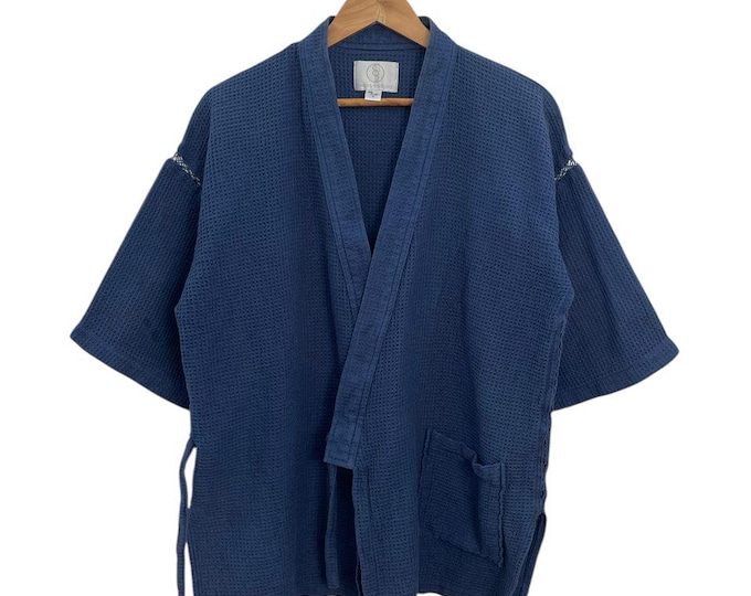 Vintage Blue Jinbei Kimono – Japanese Summer Loungewear Yukata Set ...