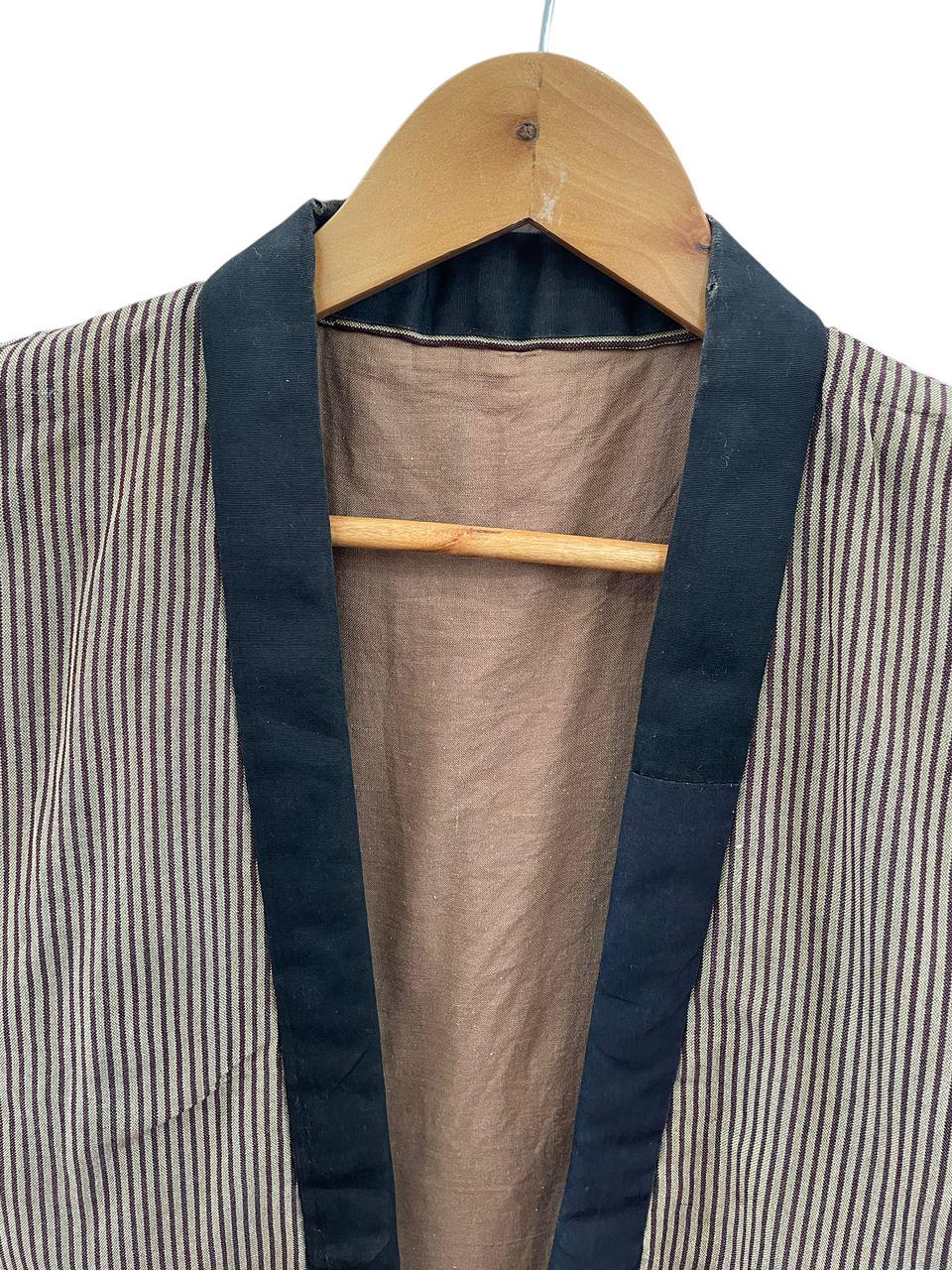 Vintage Japanese Brown Striped Padded Vest – Wabi Sabi Boho Kimono ...
