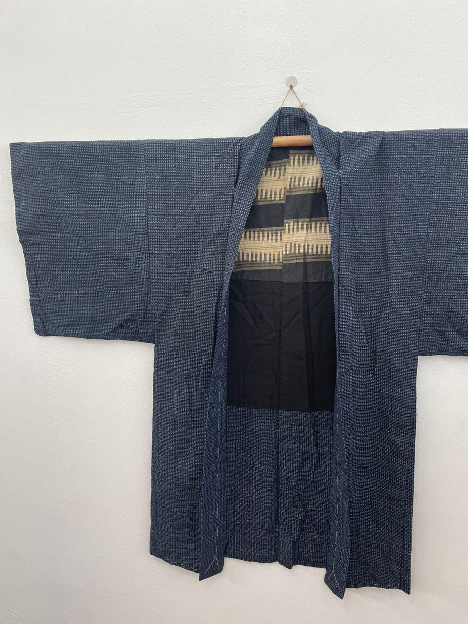 Vintage Cotton Men’s Haori – Classic Checkered, Shitsuke Thread Intact ...