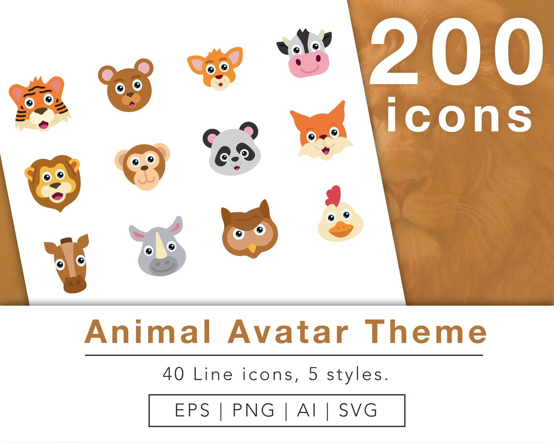 200 Cute Animal Avatar Icons // Vector Icons // Bundle // Instant ...