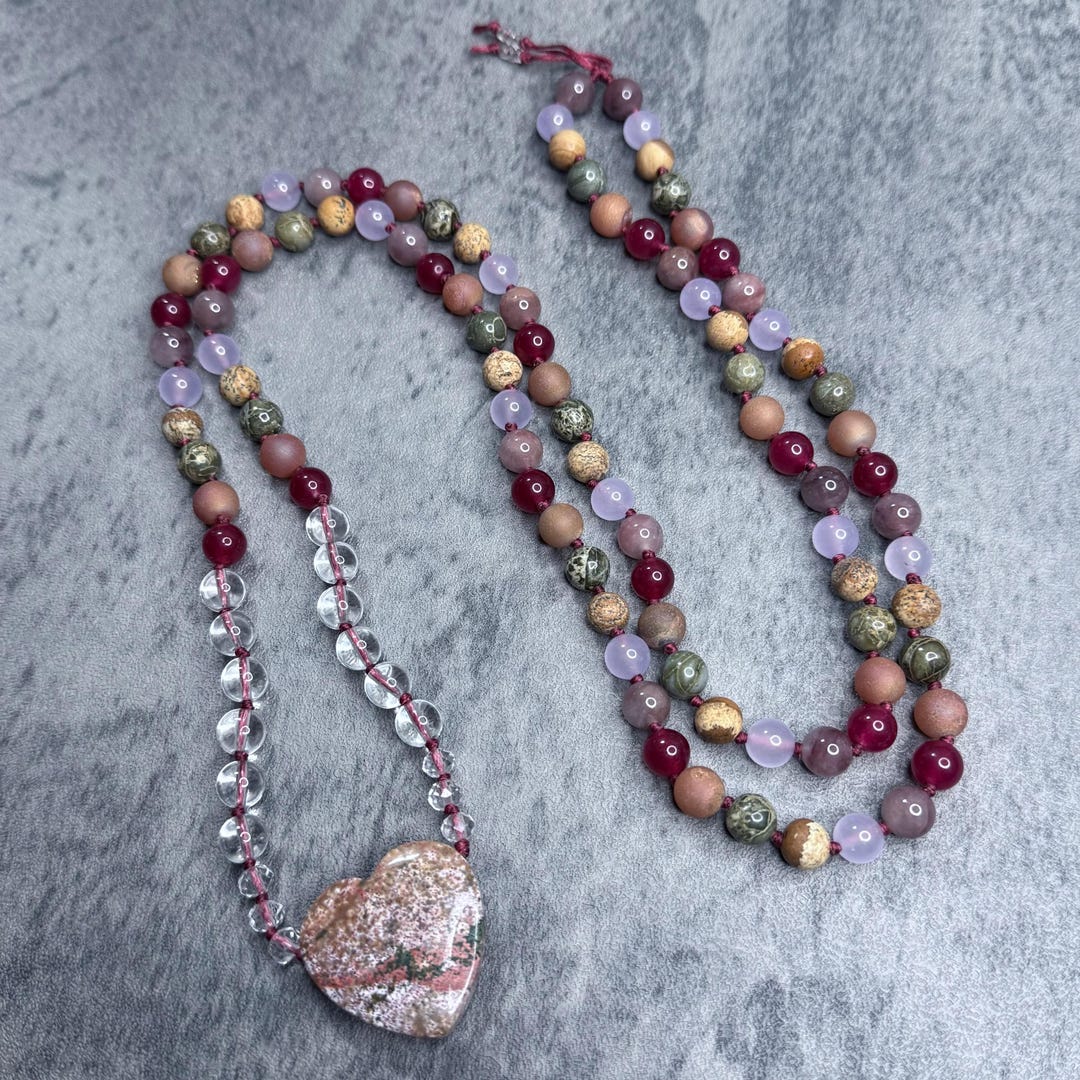 108 Count Mala Necklace, Gemstone Mala for Meditation, Prayer Beads ...