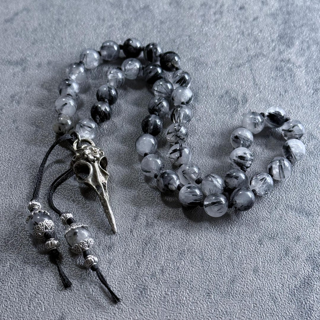 Black Tourmaline Quartz Pocket Mala, Mini Mala, Prayer Beads, Raven ...