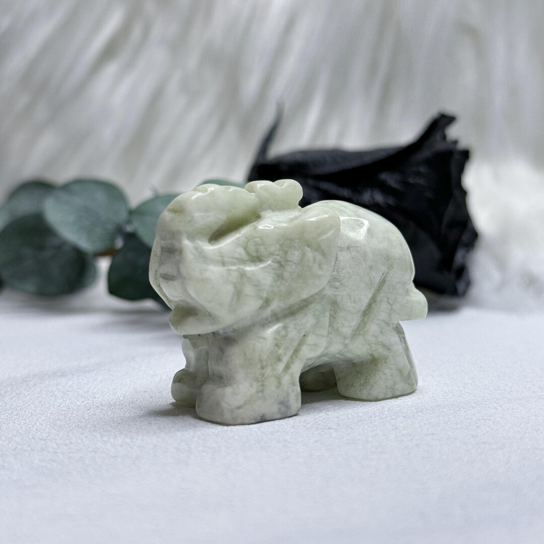 Green Jade Elephant, Crystal Elephant, Jade Elephant, Crystal Animal - Etsy