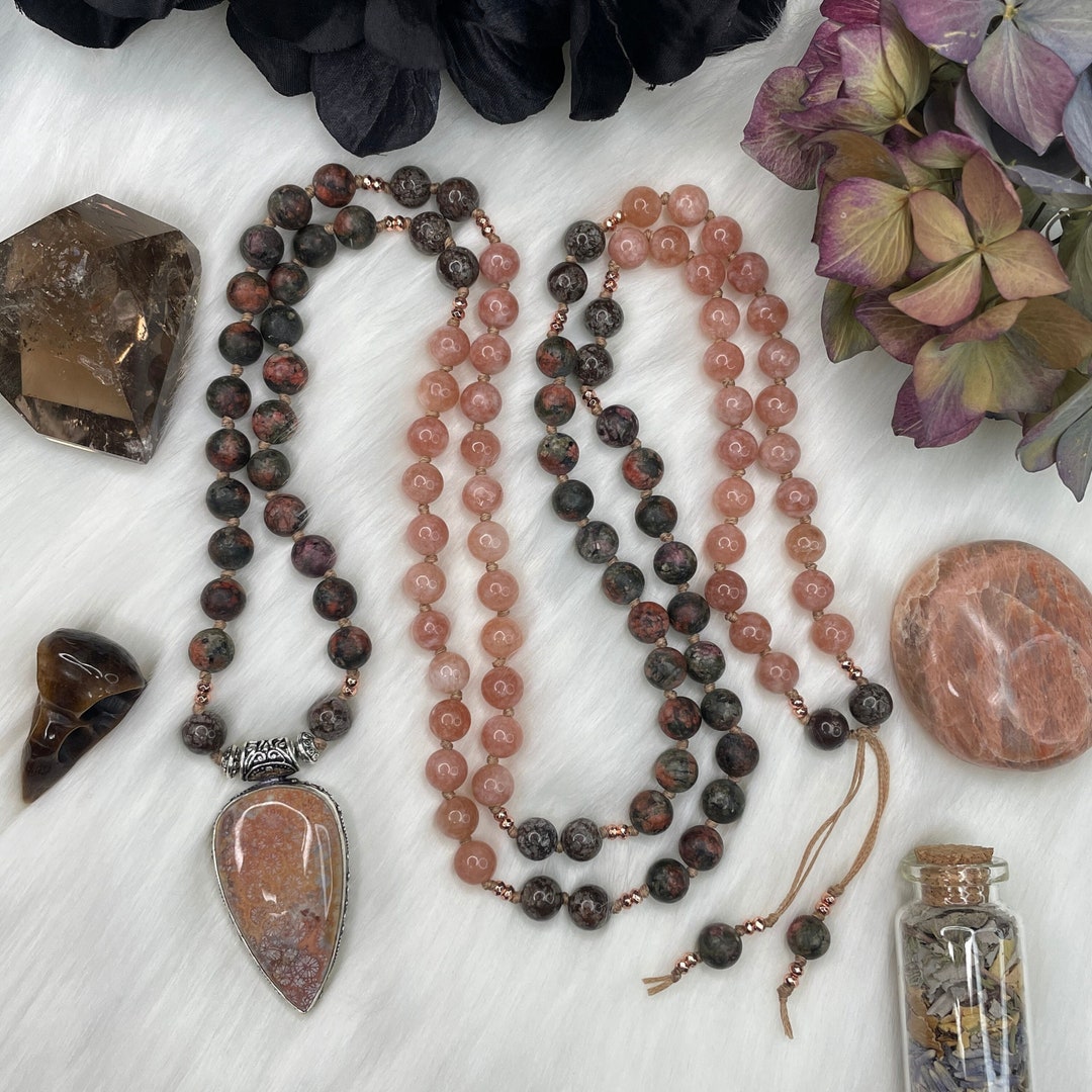 SELF APPRECIATION & GROUNDING 108 Count Mala Necklace, Gemstone Mala ...