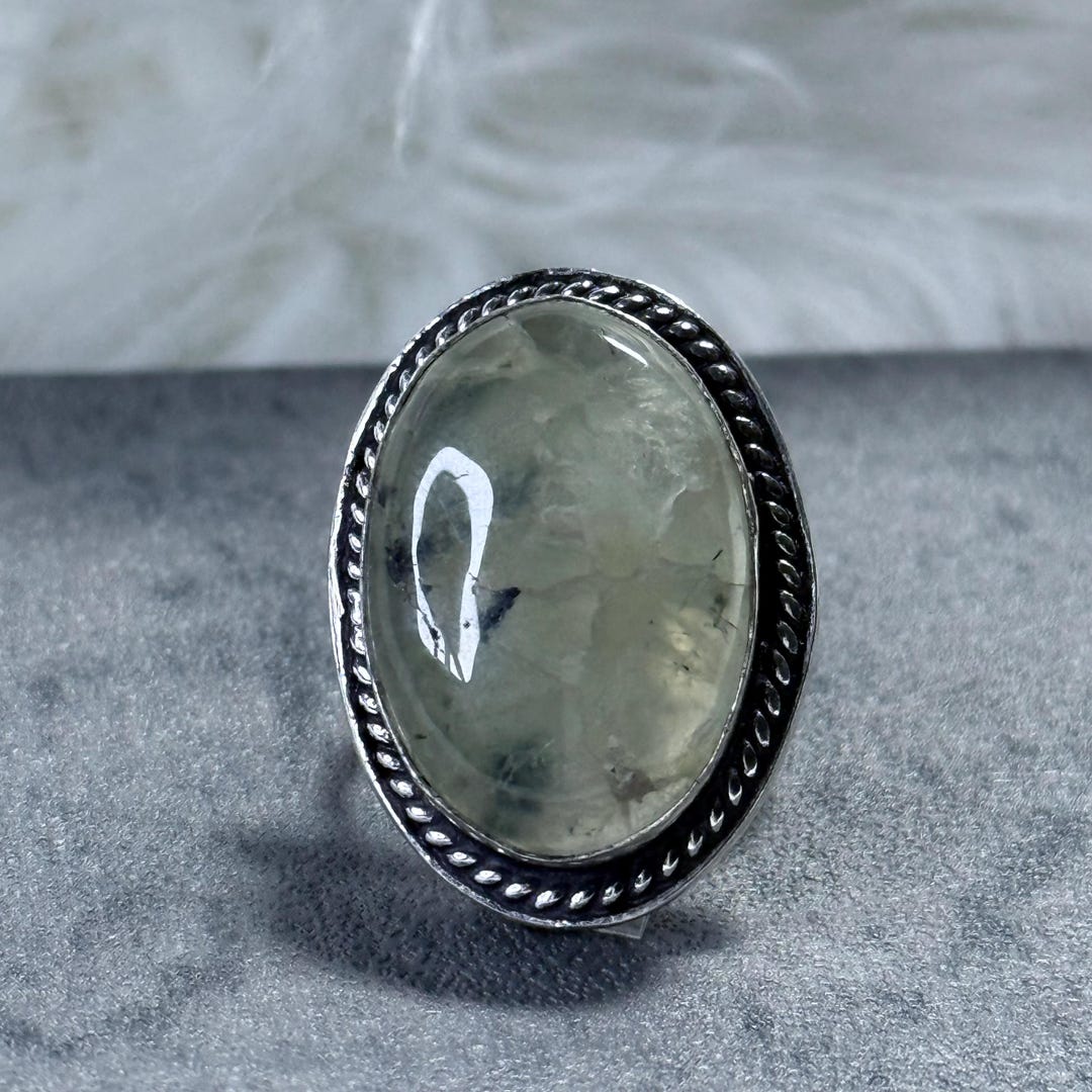 Prehnite Sterling Silver Ring, Gemstone Jewelry, US Size 8 - Etsy