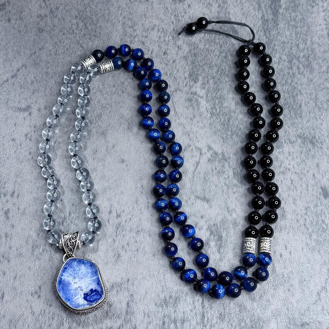 CALM TRUST 108 Count Mala Necklace, Gemstone Mala for Meditation ...