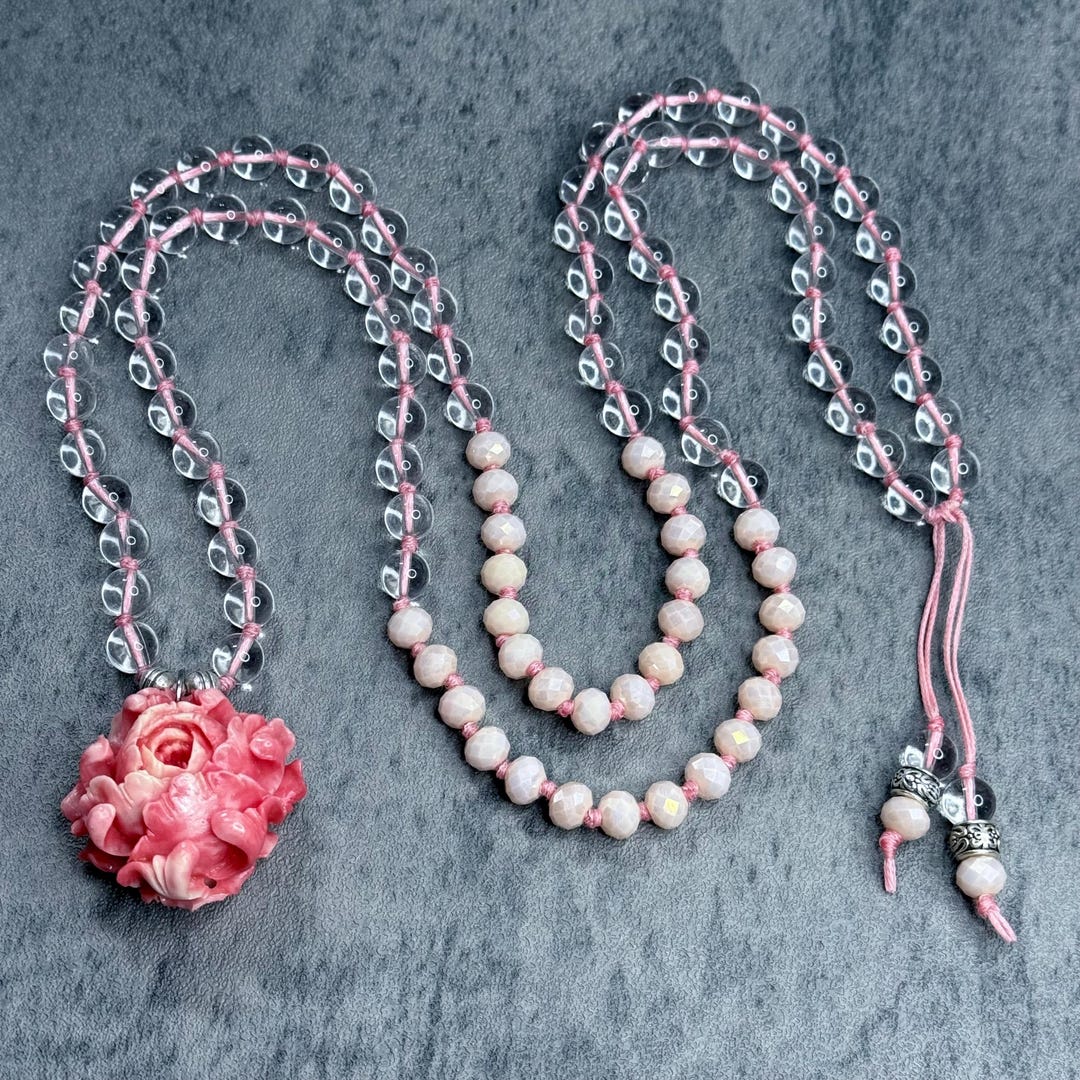 KINDNESS & COMPASSION 108 Count Mala Necklace, Gemstone Mala for ...
