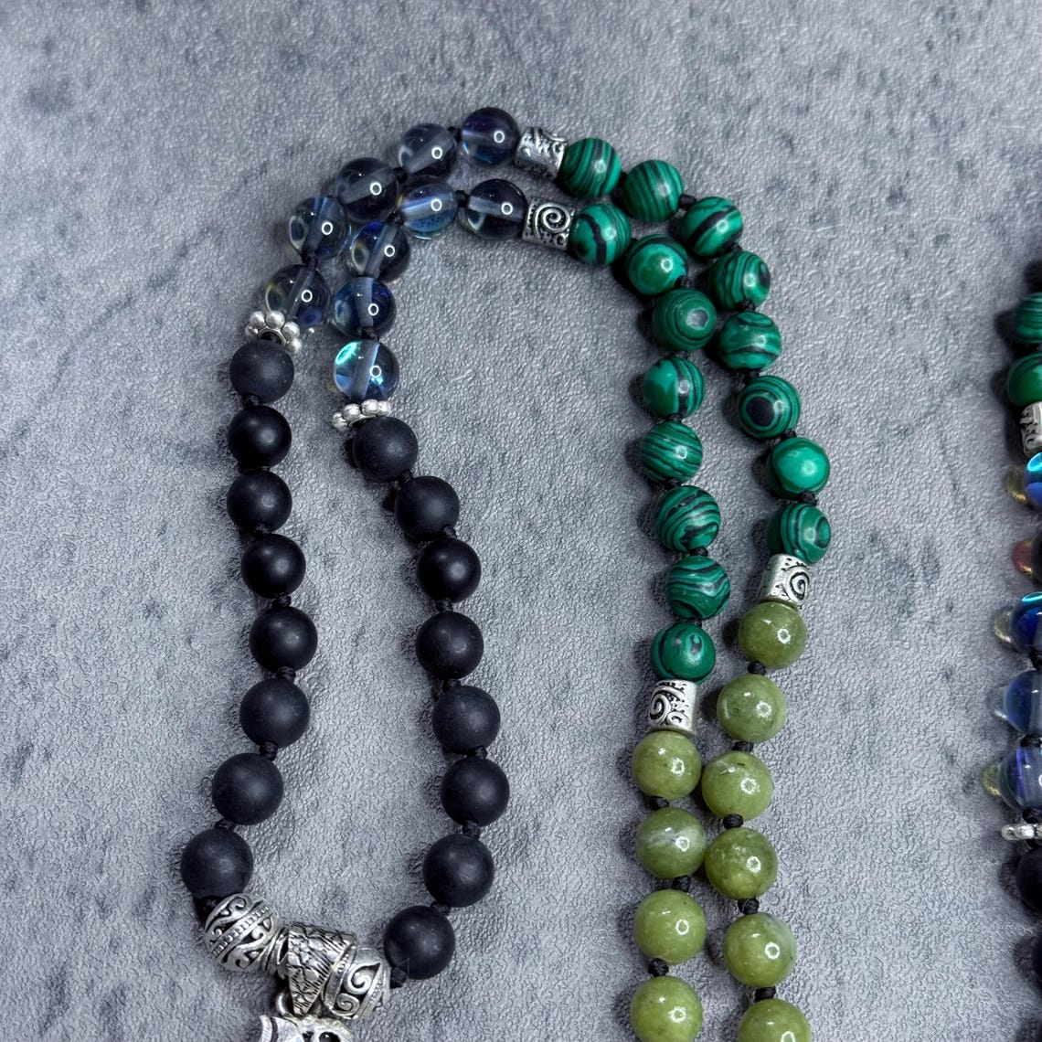 Malachite 108 Mala Necklace: Onyx, Jade & Sterling Silver Pendant - Etsy