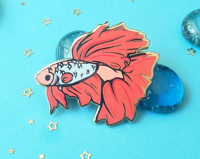Halfmoon Betta Fish Fancy Betta Fish Enamel Pin / Cute Lucky Fish Lapel ...