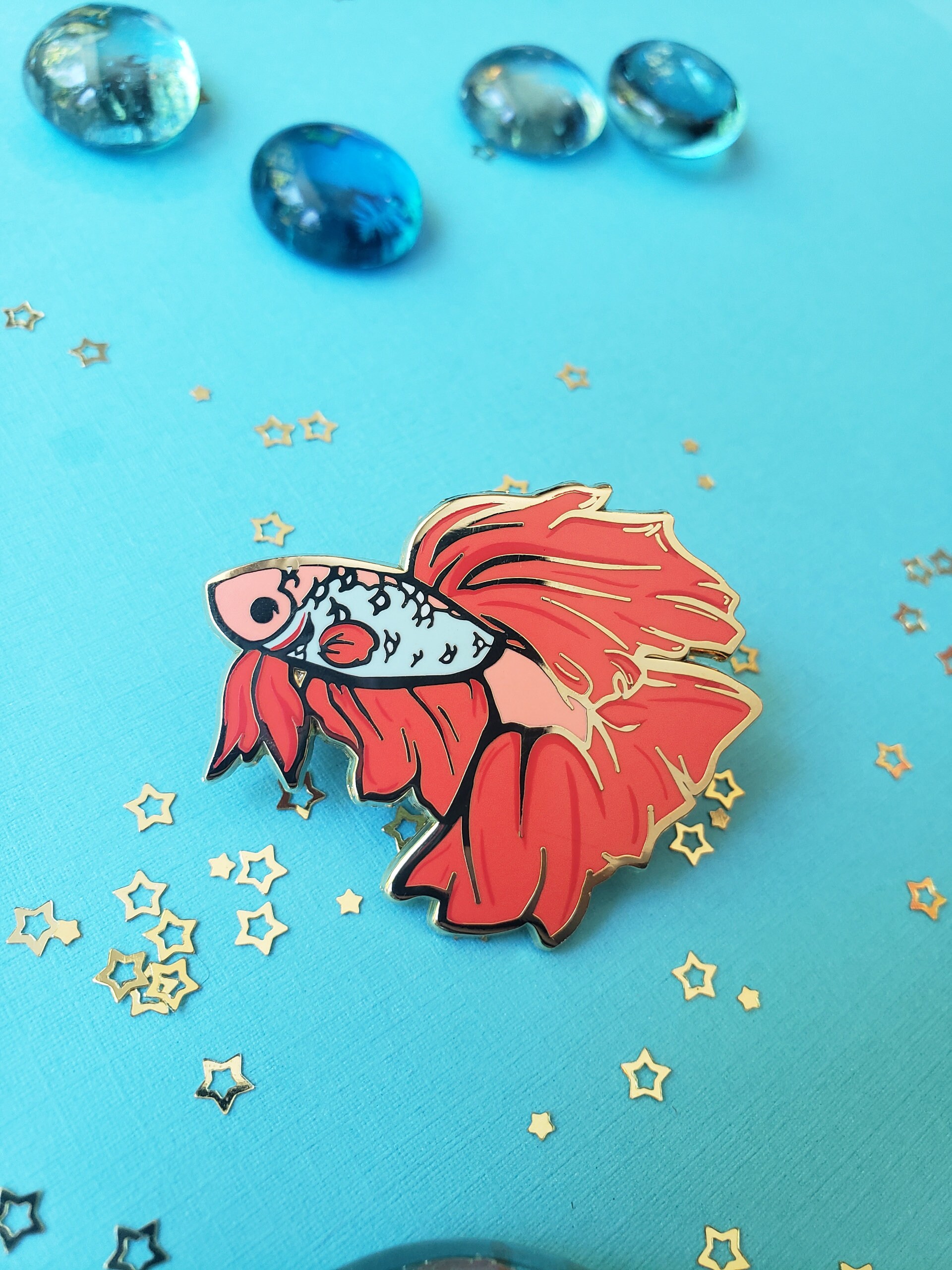 Halfmoon Betta Fish Fancy Betta Fish Enamel Pin / Cute Lucky | Etsy