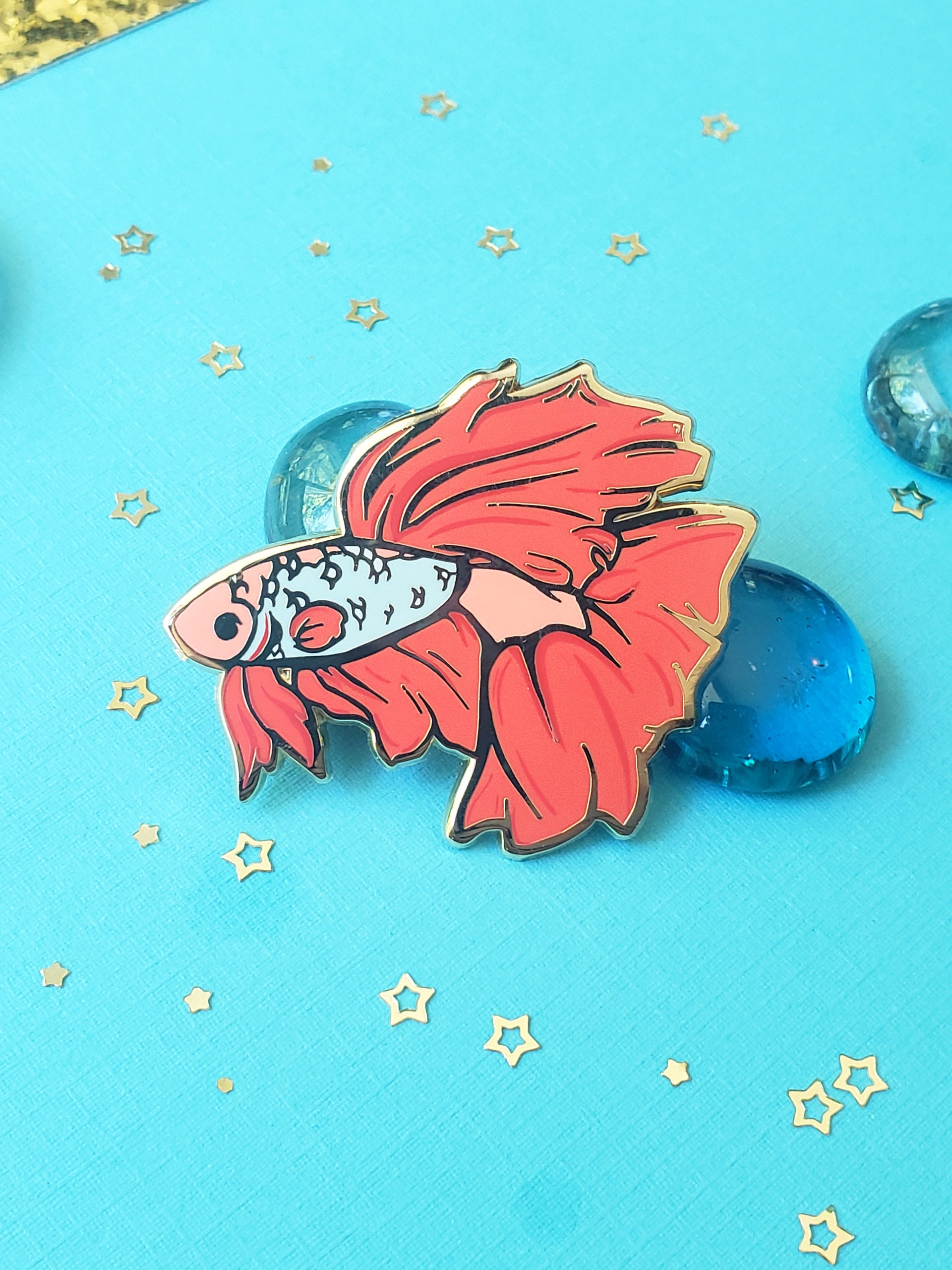 Halfmoon Betta Fish Fancy Betta Fish Enamel Pin / Cute Lucky | Etsy