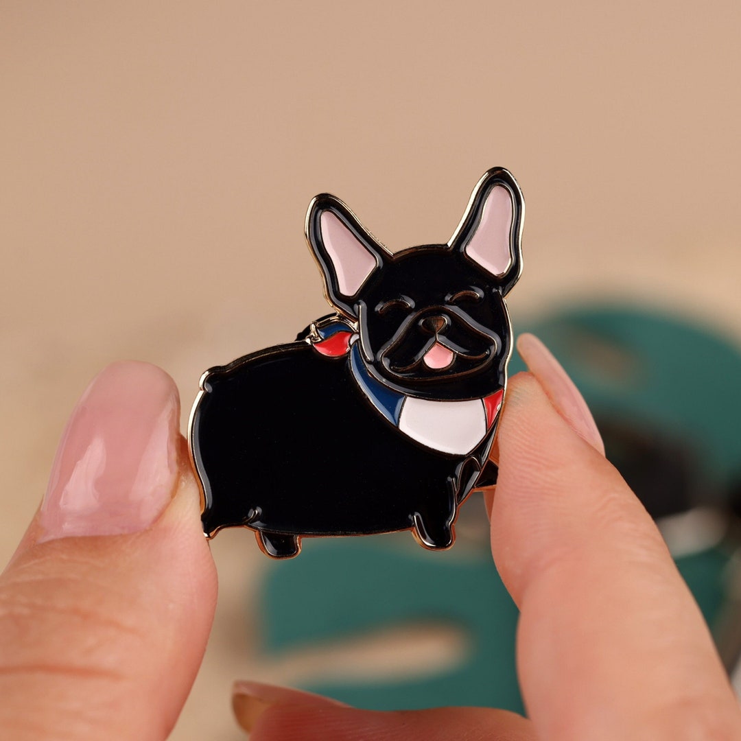 Chubby French Bulldog Pin Black Glitter django - Etsy