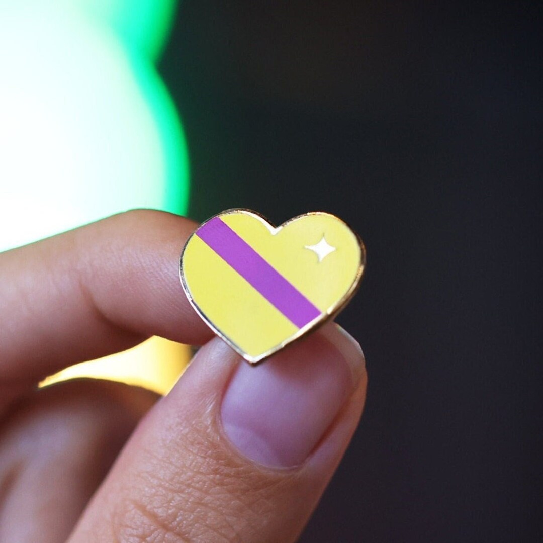 Intersex Lgbtqia Heart Pin Etsy