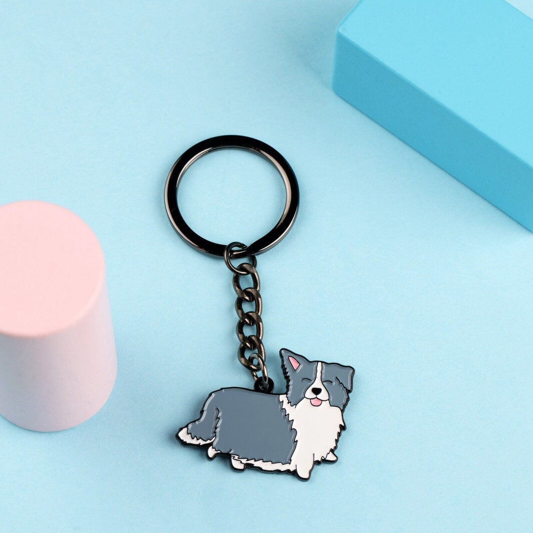 Chubby Border Collie Keyring Blue & White indy - Etsy
