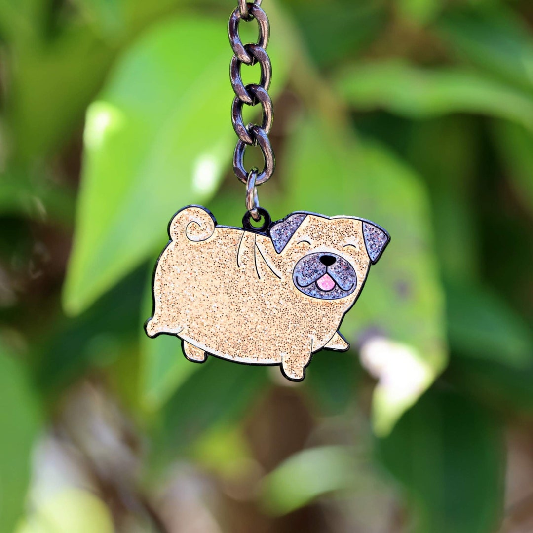 Chubby Pug Keyring Fawn Glitter rhino - Etsy