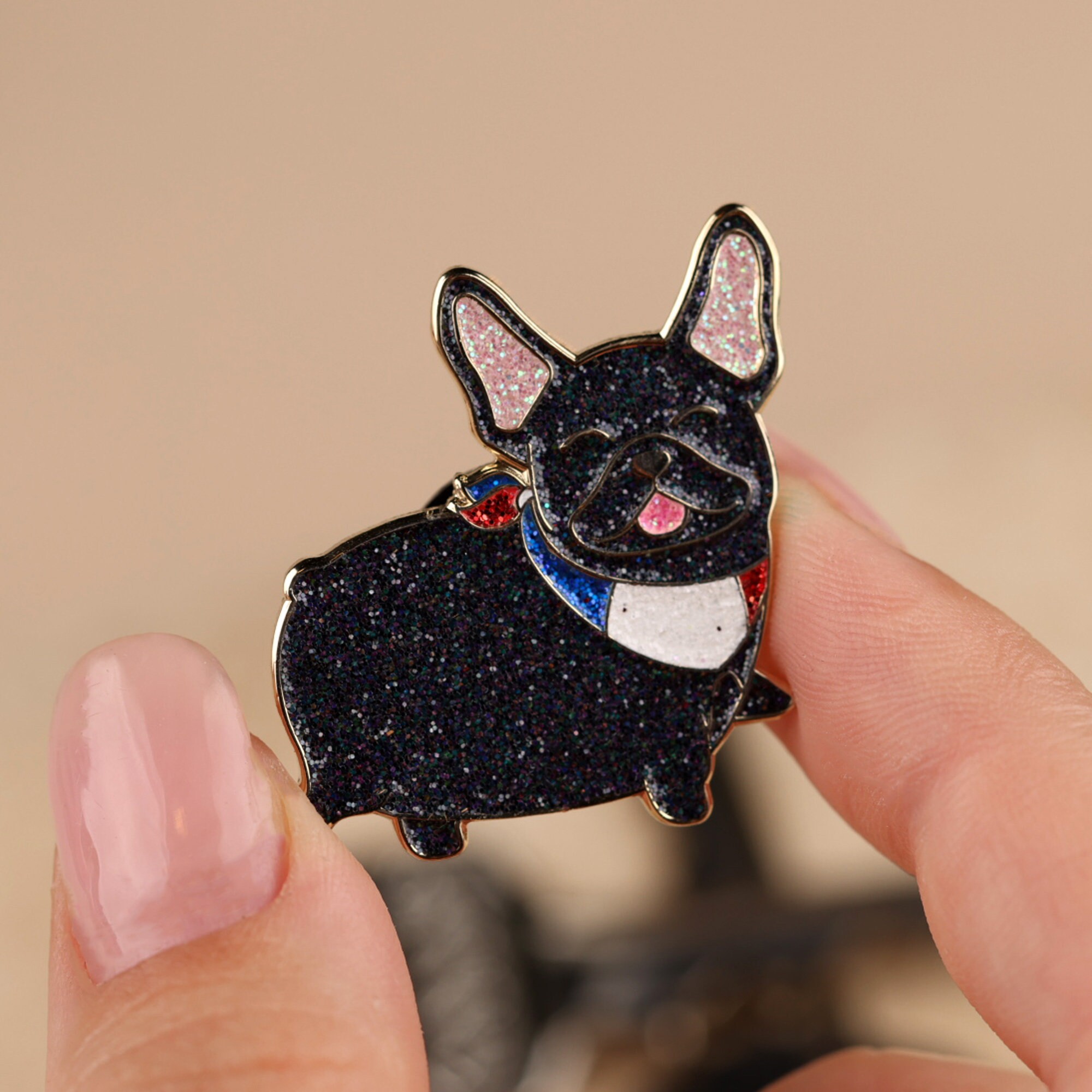 Chubby French Bulldog Pin Black Glitter django - Etsy