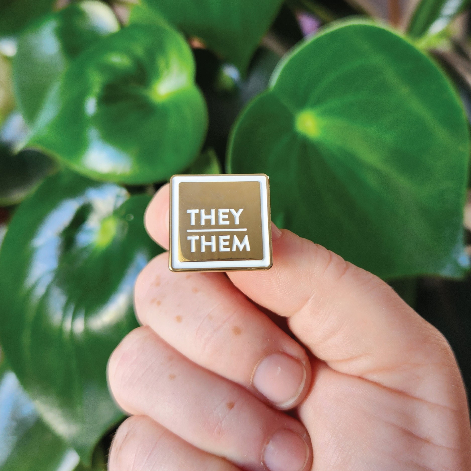 They / Them Pronoun Pin Brass / Soft Enamel - Etsy