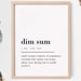 Dim Sum Definition, Dim Sum Printable, Dictionary Print, Gift for Dim ...
