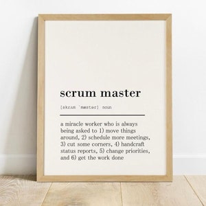 Scrum Master Gift, Scrum Master Definition Print, Scrum Master Office ...