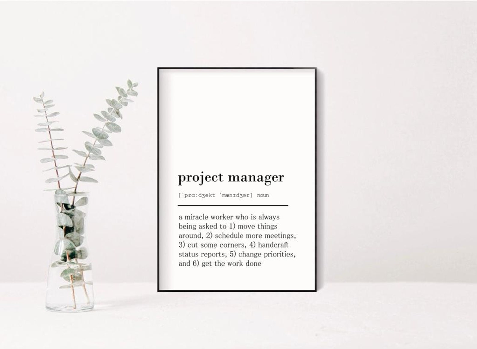 Project Manager Definition Print, Project Manager Office Decor, Project ...