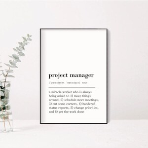 Project Manager Definition Print, Project Manager Office Decor, Project ...