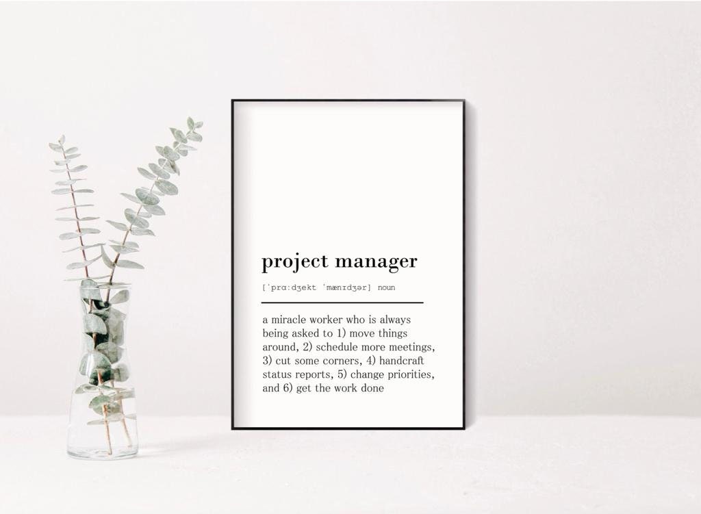 Project Manager Definition Print, Project Manager Office Decor, Project ...