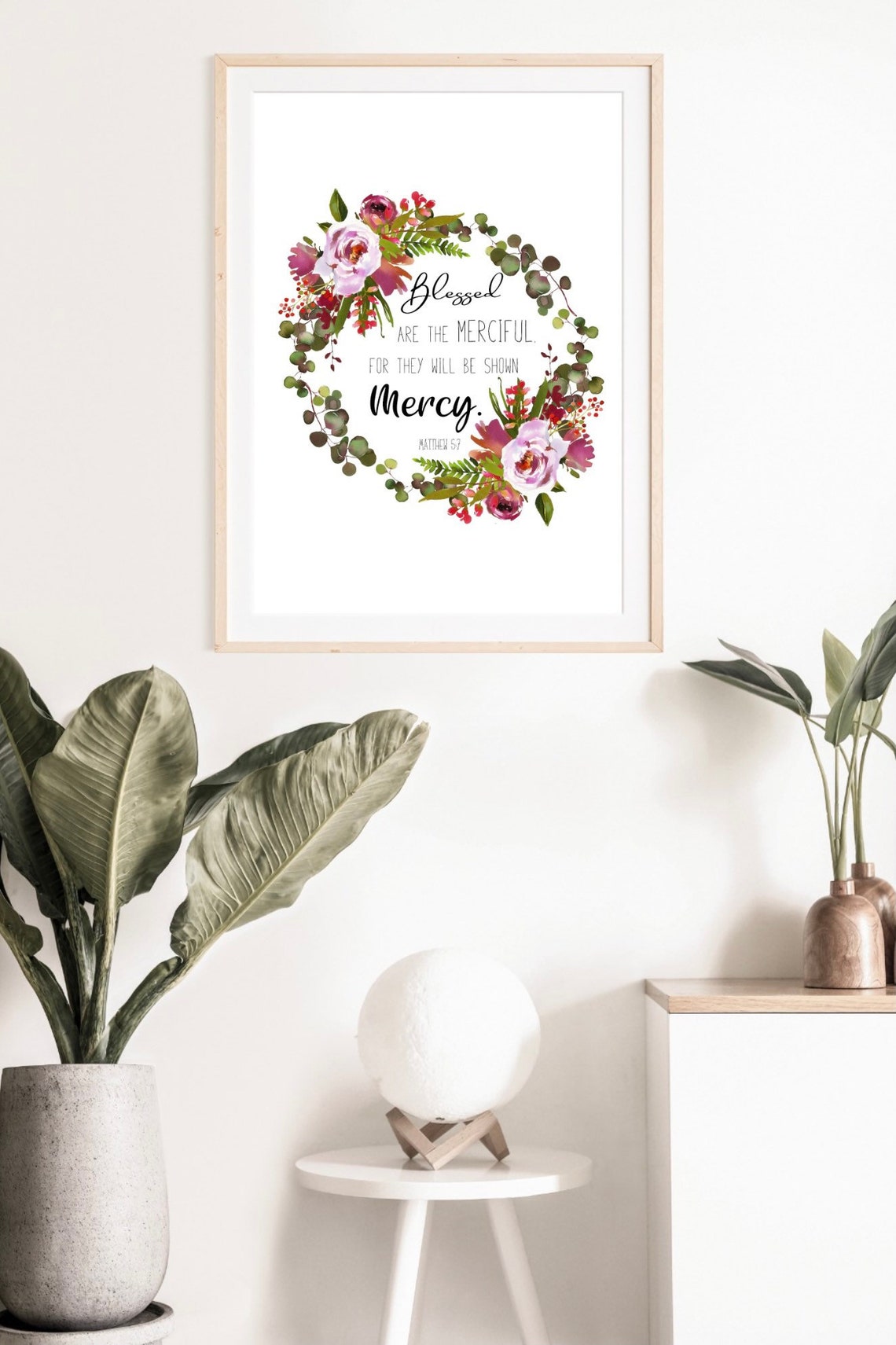 The Beatitudes Print, Blessed Are the Merciful Matthew 5:7, Bible Verse ...