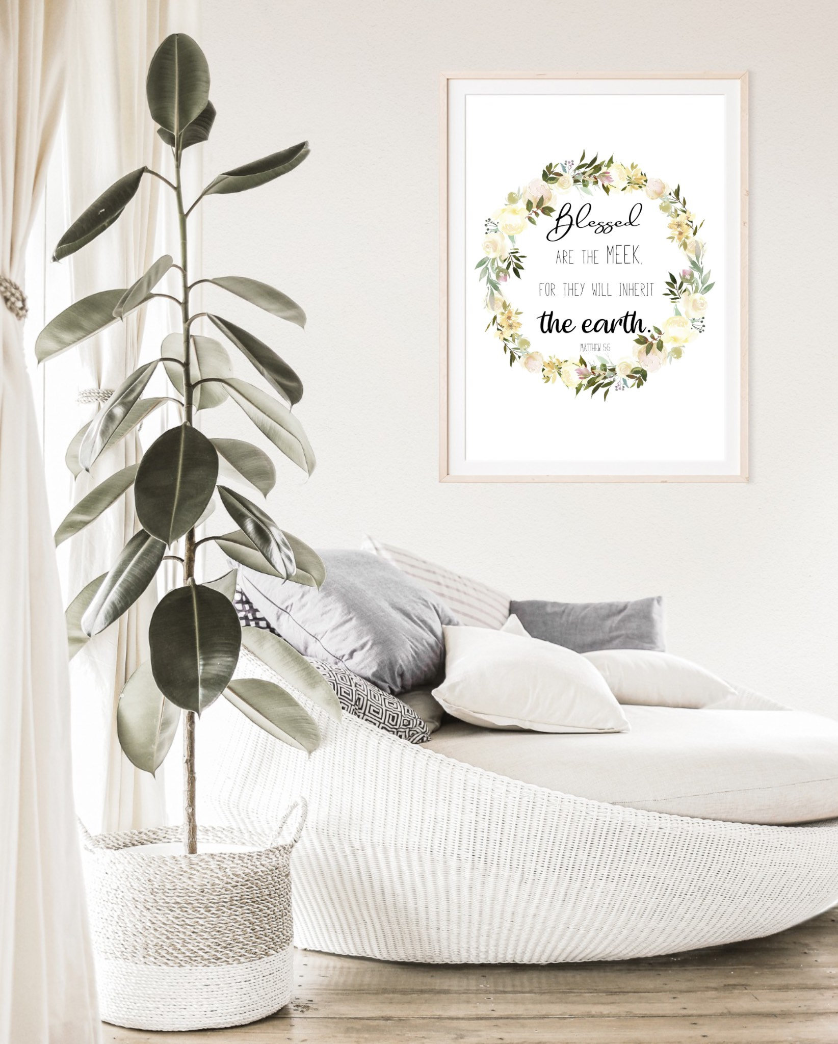 The Beatitudes Print, Blessed Are the Meek, Matthew 5:5, Bible Verse ...