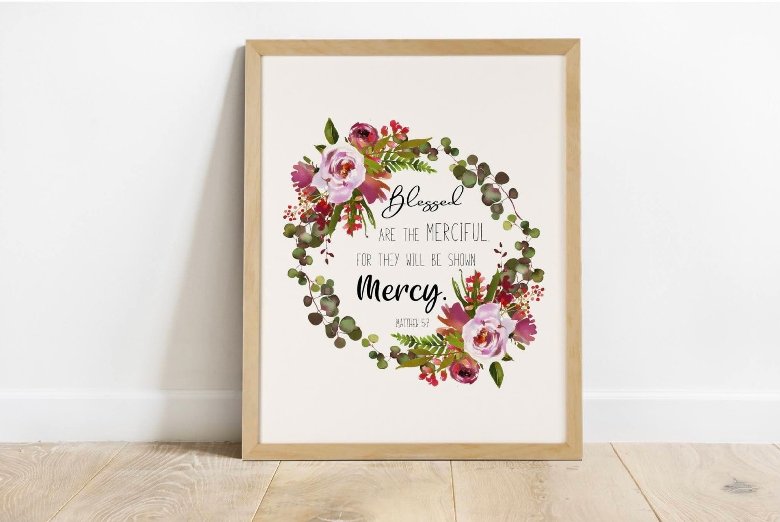 The Beatitudes Print, Blessed Are the Merciful Matthew 5:7, Bible Verse ...